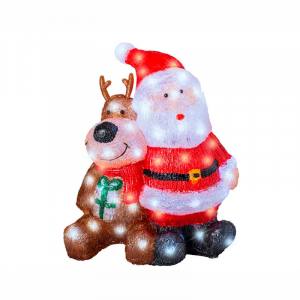 Lumineo 491268 LED Acryl Weihnachtsmann Rentier 40 cm