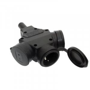 SIROX 3-Wege Kupplung IP 44 Schwarz mit Deckel am Band